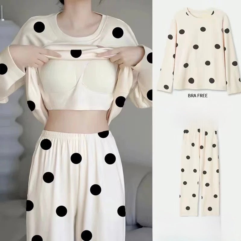 Polka Dot Padded Pajama Set – Cozy & Stylish
